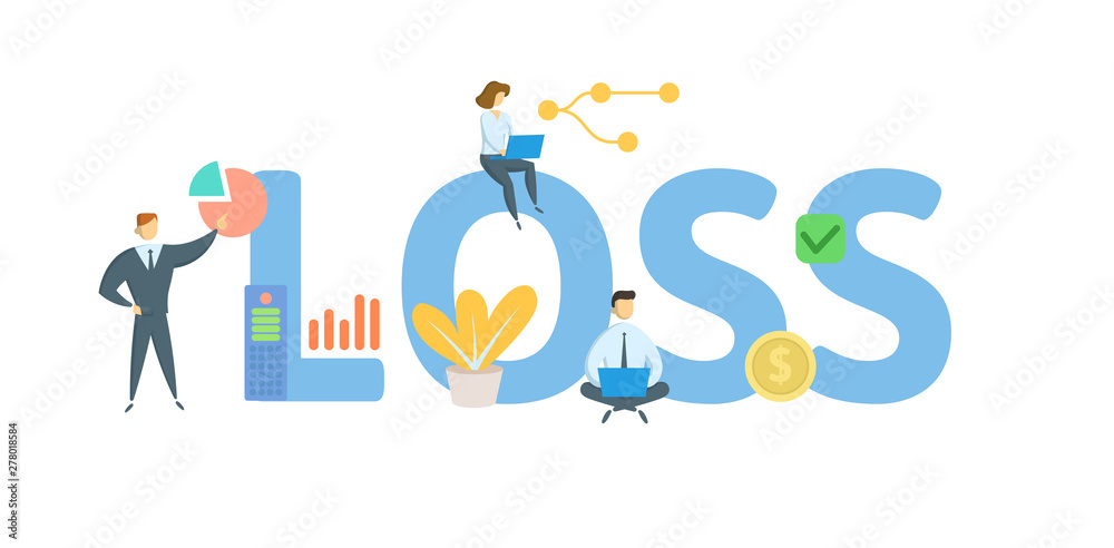 LOSS. Concept with people, letters and icons. Colored flat vector ...