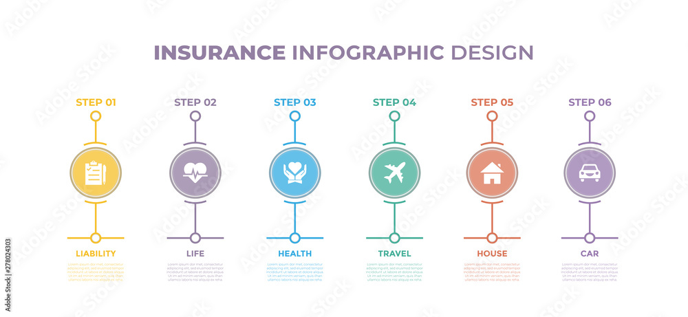 Modern design elements for Insurance concept Multicolor infographics ...