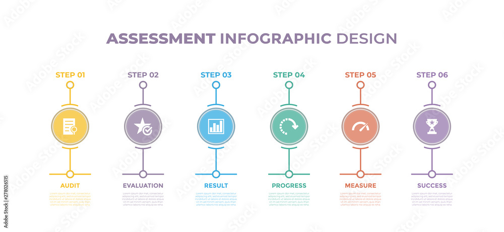 Modern design elements for Assessment concept Multicolor infographics ...
