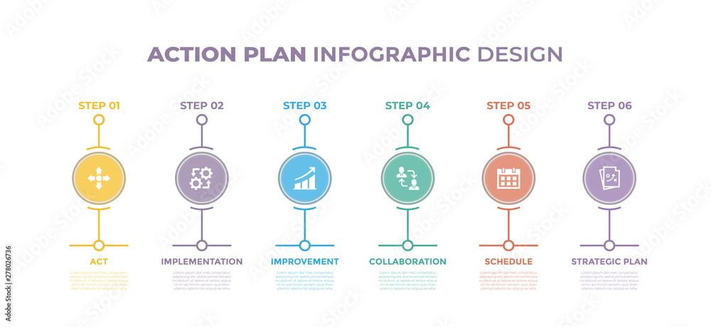 Modern design elements for Action plan concept Multicolor infographics ...