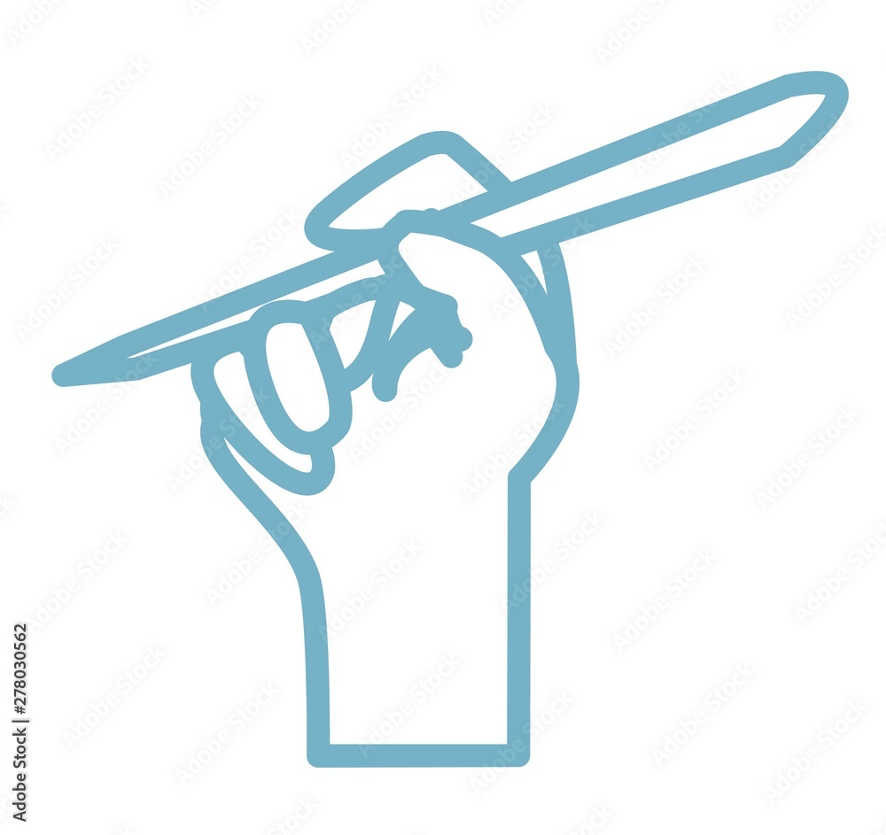 Writing pen. The hand holding the pen for writing .Vector image. Stock ...