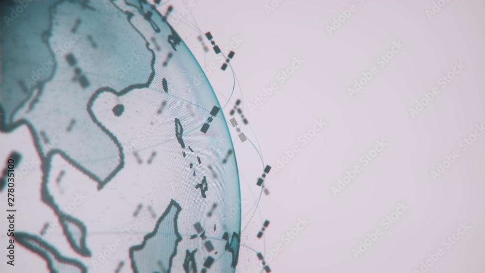 Digital earth data globe - abstract 3D rendering satellites starlink ...