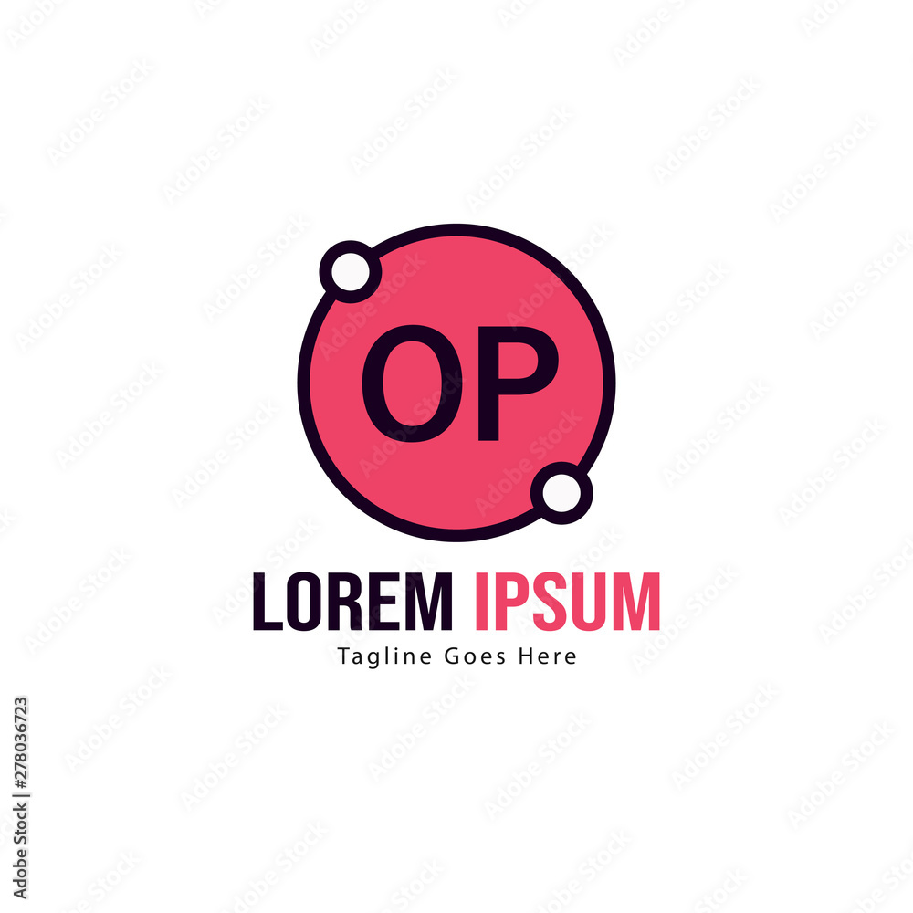 Initial OP logo template with modern frame. Minimalist OP letter logo ...