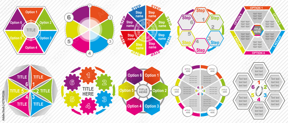 Set of color diagrams and infographic templates. Color pie charts ...