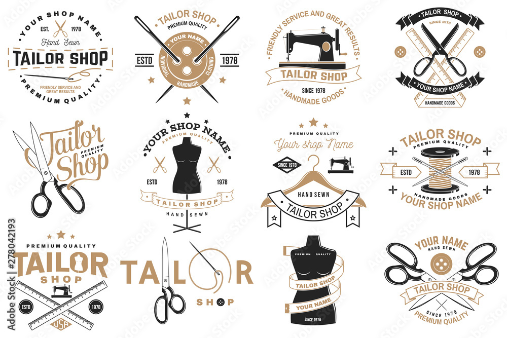 Tailor shop badge. Vector. Concept for shirt, print, stamp label or tee ...
