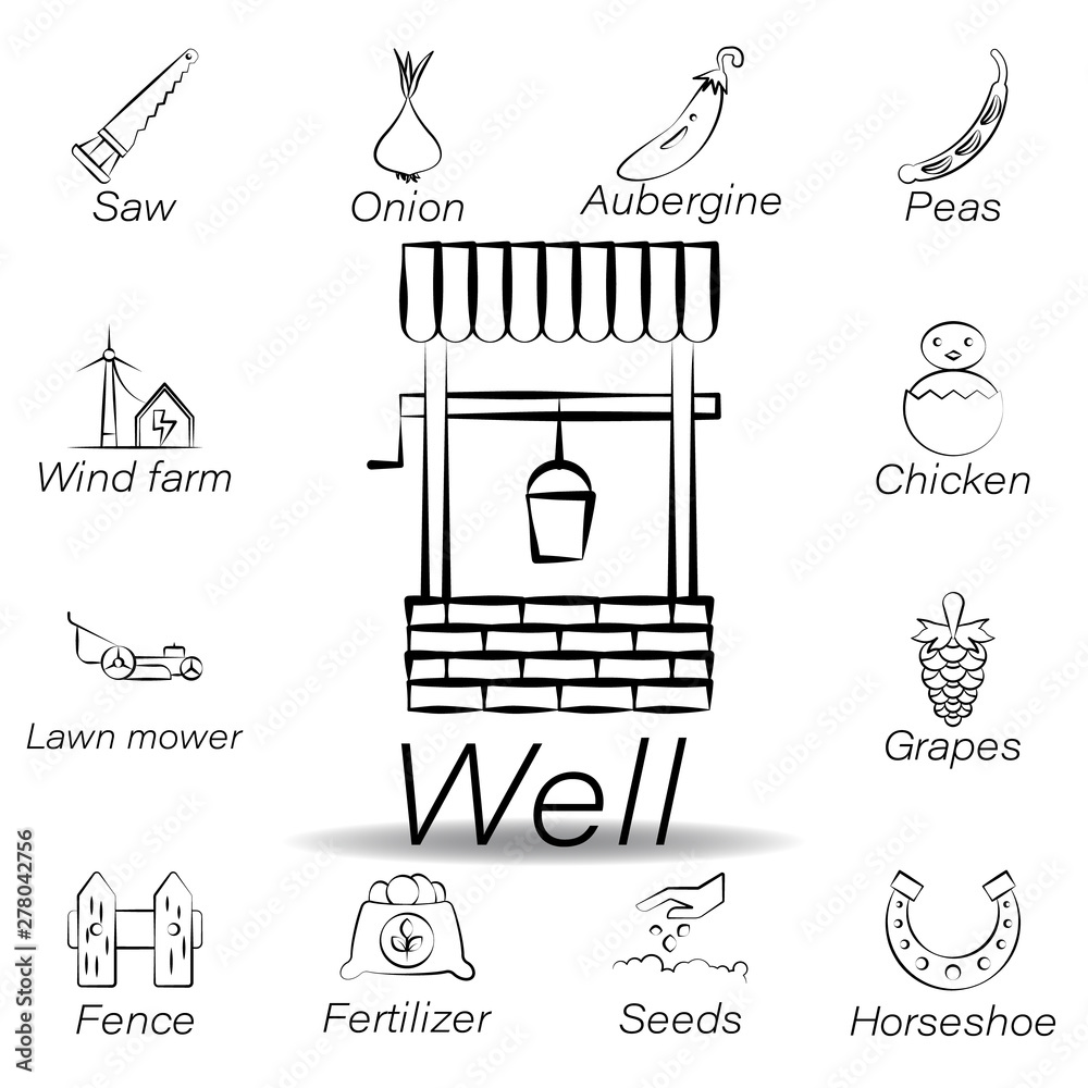 well hand draw icon. Element of farming illustration icons. Signs and ...