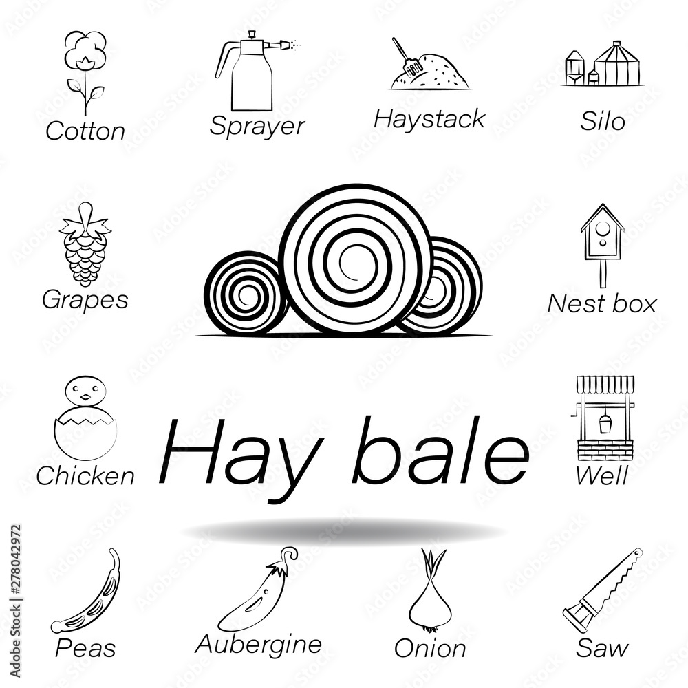 hay bale hand draw icon. Element of farming illustration icons. Signs ...