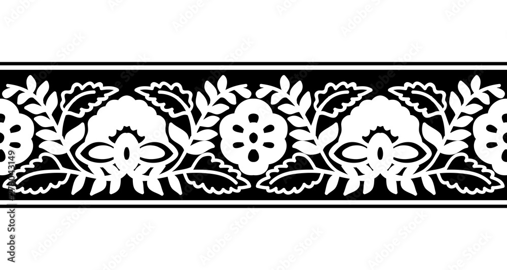 Black Damask Border To Print
