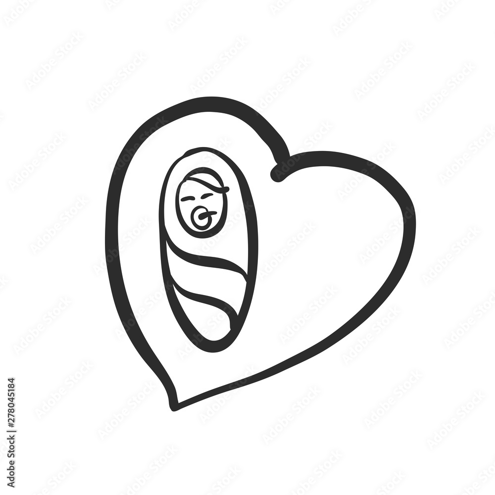 Newborn baby icon in heart Stock-Vektorgrafik | Adobe Stock