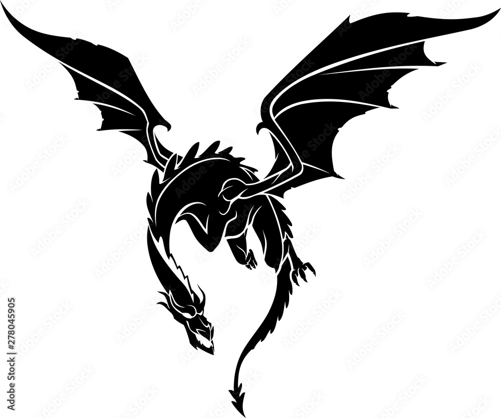 Dragon Front Flying Stock Vector | Adobe Stock
