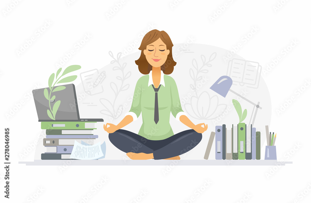 Mindfulness - modern vector cartoon people characters illustration ...