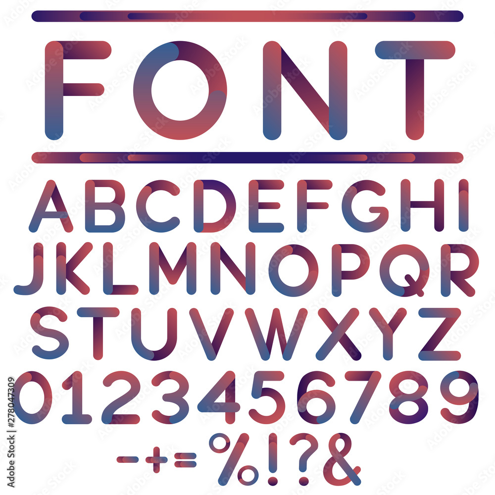 Modern design alphabet font, numbers and symbols. Vector illustration ...