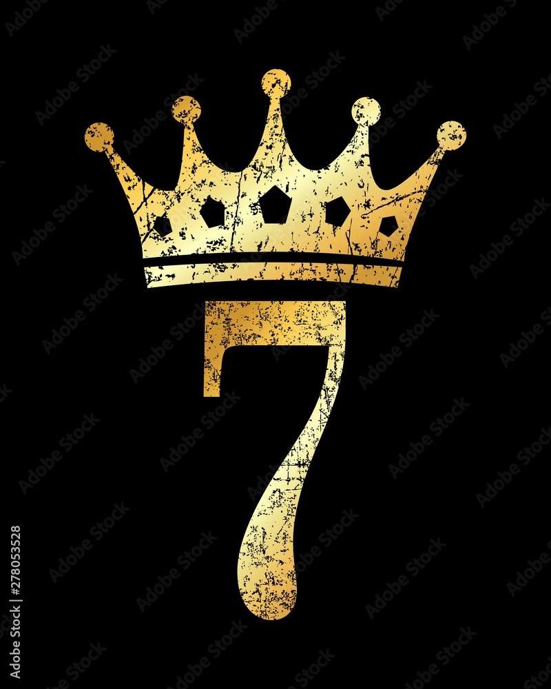 Crown Number 7 (Vintage Gold) Stock Illustration | Adobe Stock