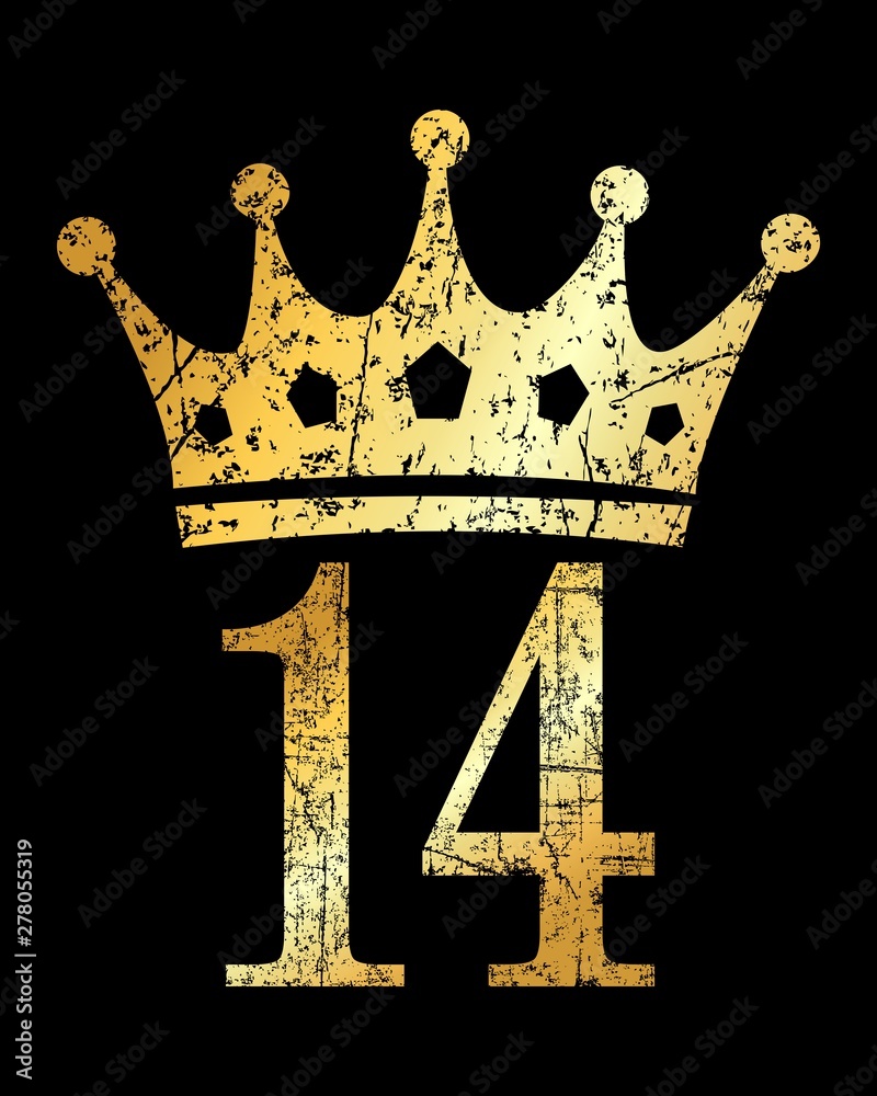 Crown Number 14 (Vintage Gold) Stock Illustration | Adobe Stock
