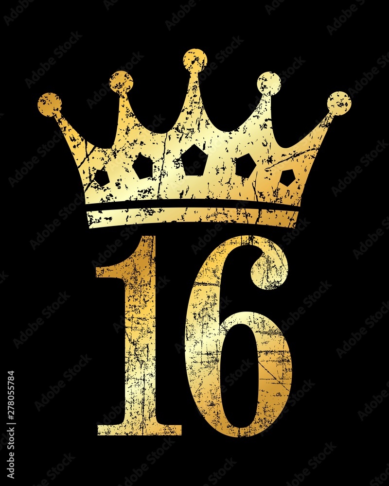 Crown Number 16 (Ancient Gold) Stock Illustration | Adobe Stock