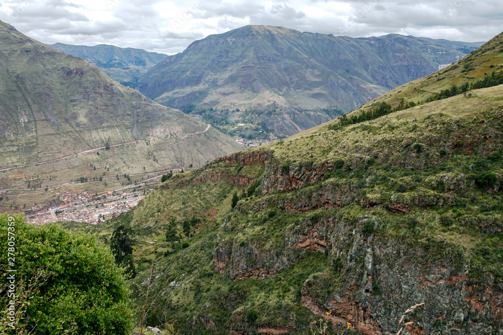 Hillside tombs at the biggest cemetery from Incan time, Pisac Inca ...