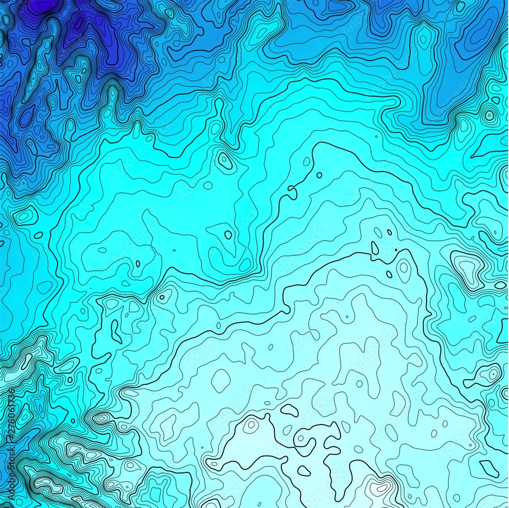 Blue topographical map with contour lines Stock Illustration | Adobe Stock