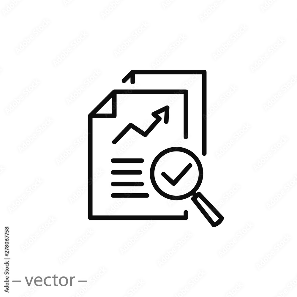 review audit, overview risk icon, verification business, thin line ...