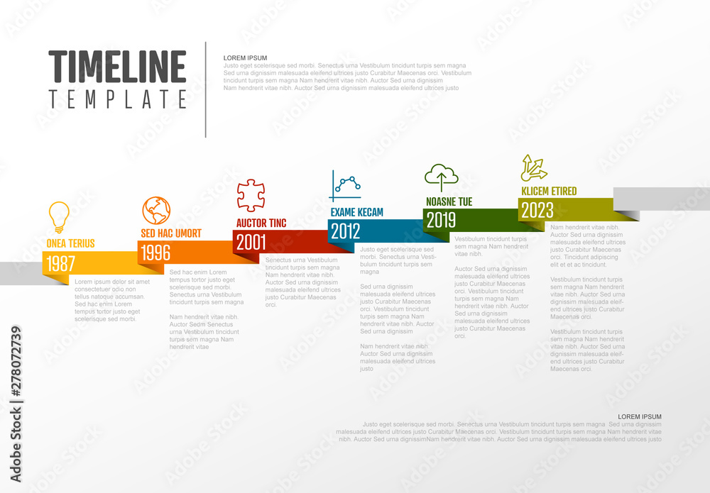 Timeline Informative Chart Layout with Rainbow Ribbon Stock Template ...