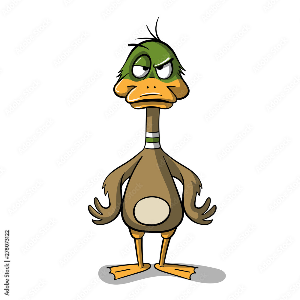 Angry cartoon duck. Hand draw vector illustration. Stock Vector | Adobe ...