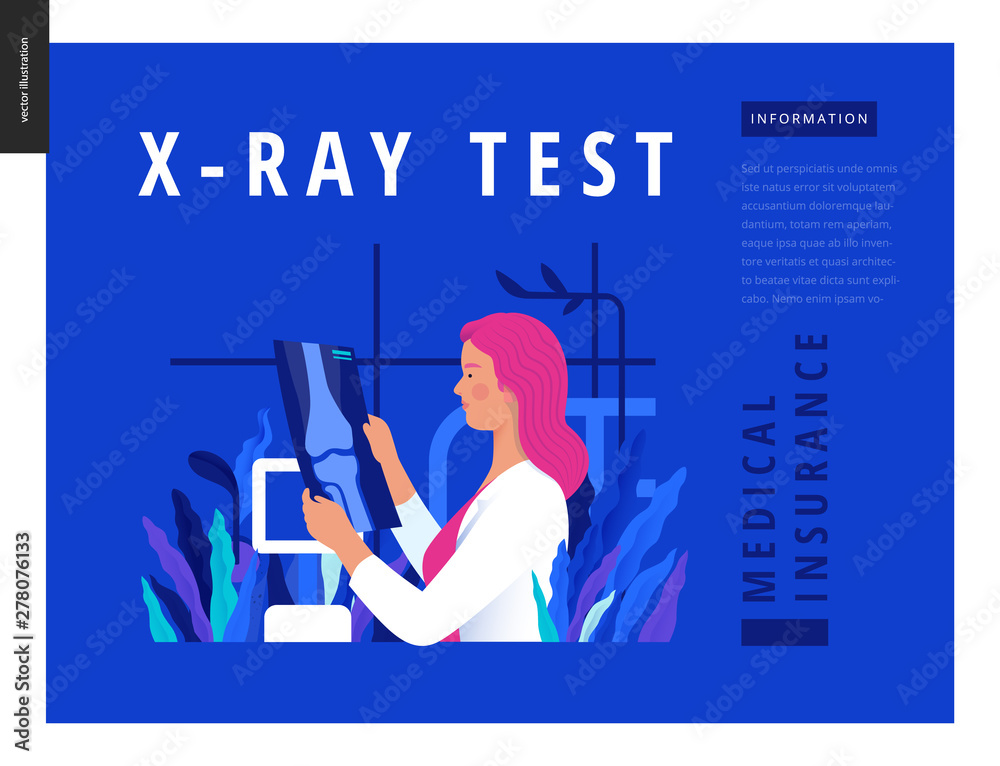 Medical tests blue template - x-ray test - modern flat vector concept ...