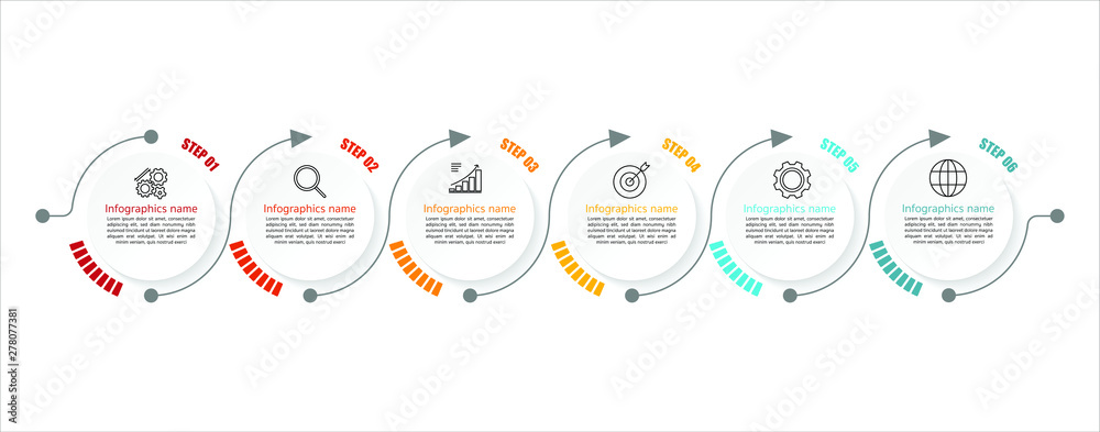 Timeline or process flows Infographics 6 process flow design vector and ...