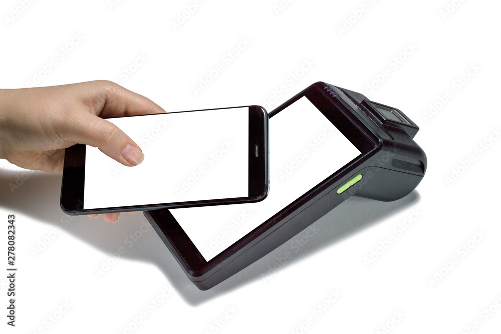Merchant payment proccessing. Customer paying contactless with ...