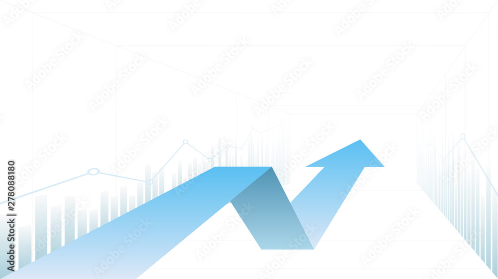 abstract financial chart with 3d blue color uptrend line arrow and ...
