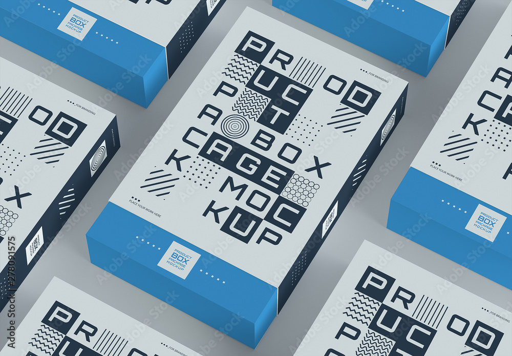 Product Box Mockups on Gray Background Stock Template | Adobe Stock