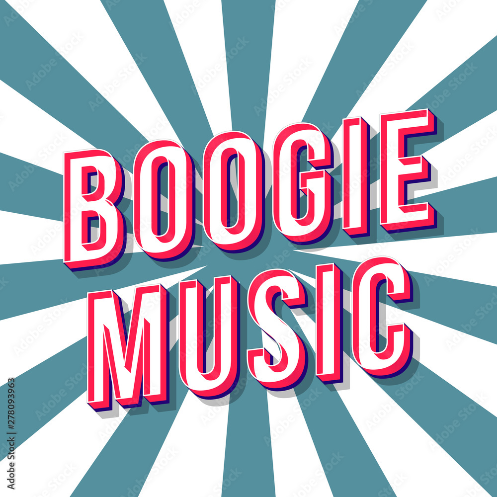 Boogie music vintage 3d vector lettering. Dance party. Retro bold font ...
