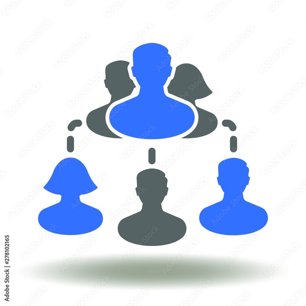 Referral marketing logo. People flow chart network structure icon ...