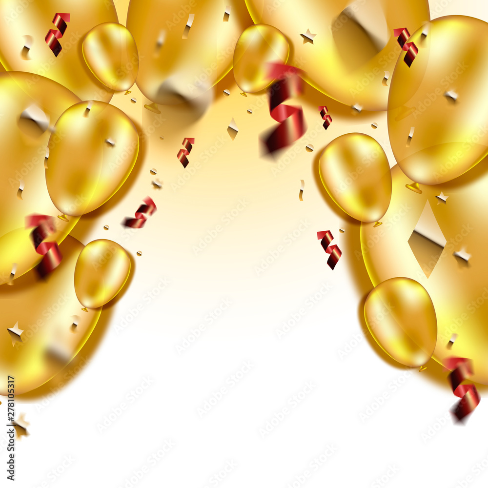 Happy Birthday background. Gold Balloons. Stock Vector | Adobe Stock