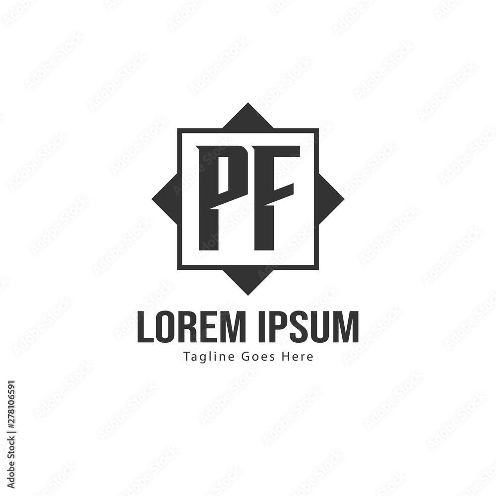 Initial PF logo template with modern frame. Minimalist PF letter logo ...