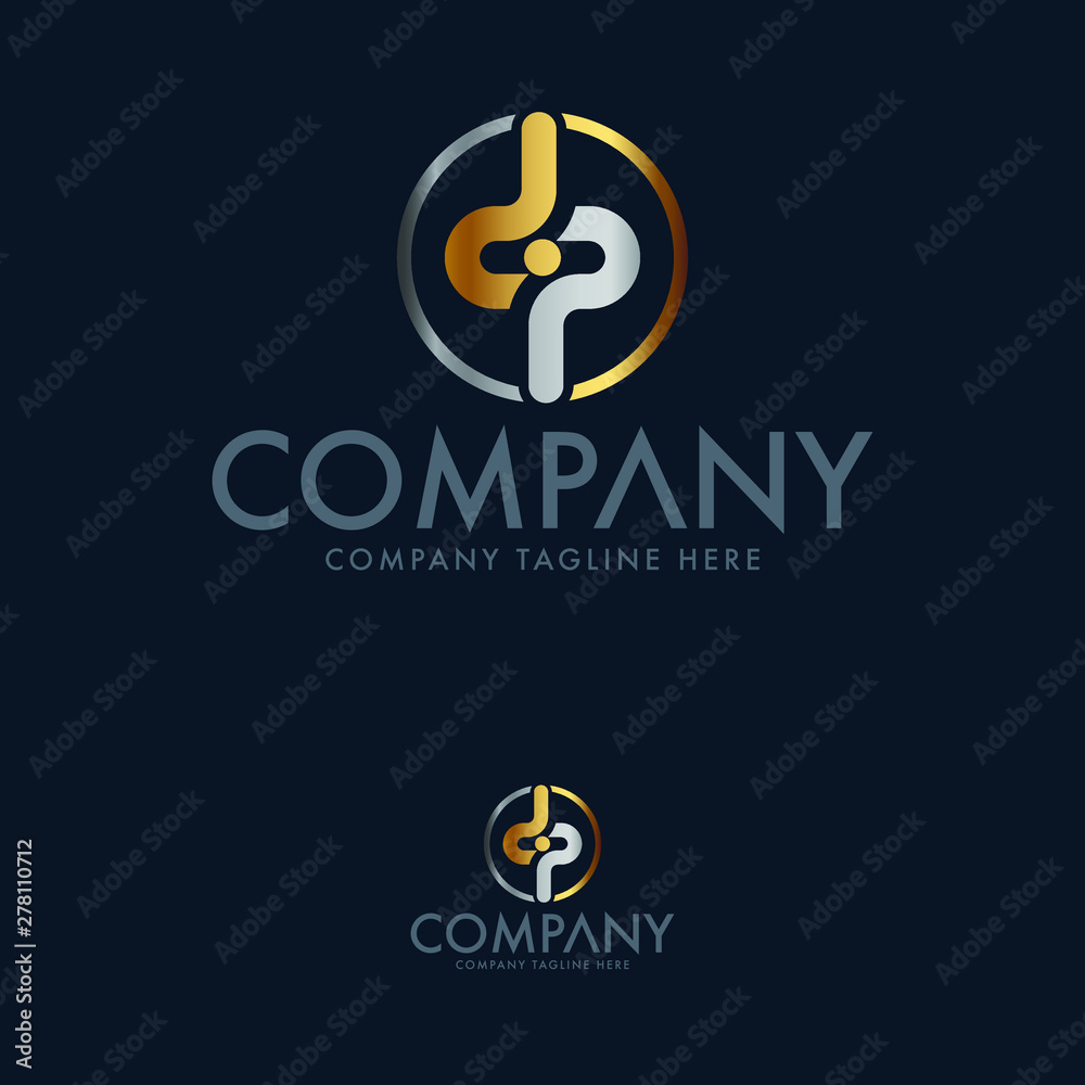 Letter D P Logo Design Template Vector Stock Vector | Adobe Stock