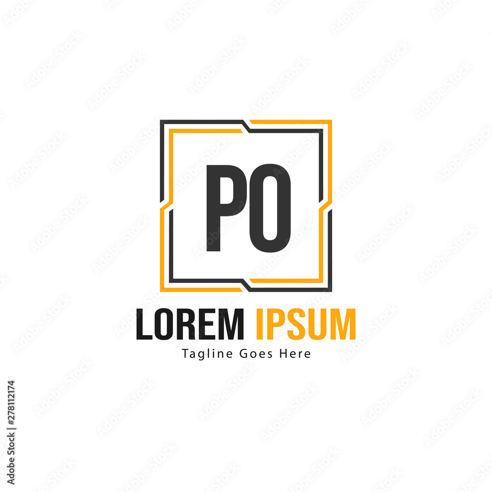 Initial PO logo template with modern frame. Minimalist PO letter logo ...