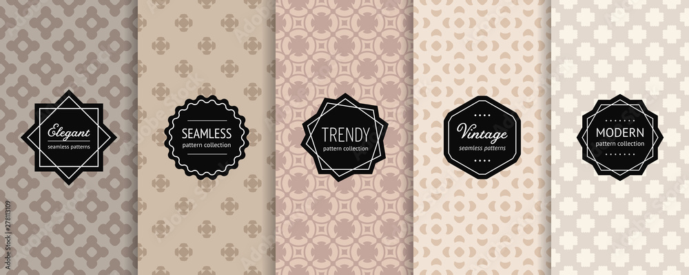 Subtle vector geometric seamless patterns collection. Set of minimal ...