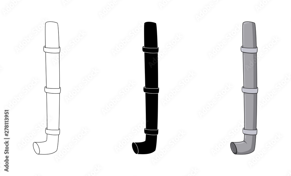 gutter set water roof cartoon illustration isolated on white background ...