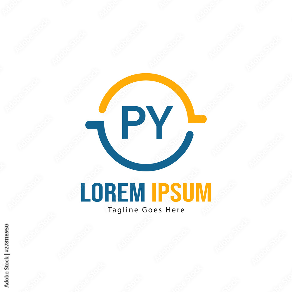 Initial PY logo template with modern frame. Minimalist PY letter logo ...