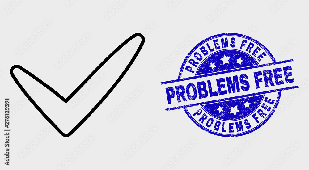 Vector linear yes tick pictogram and Problems Free watermark. Blue ...
