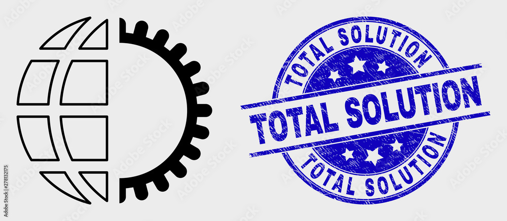 Vektorová grafika „Vector linear global service icon and Total Solution ...