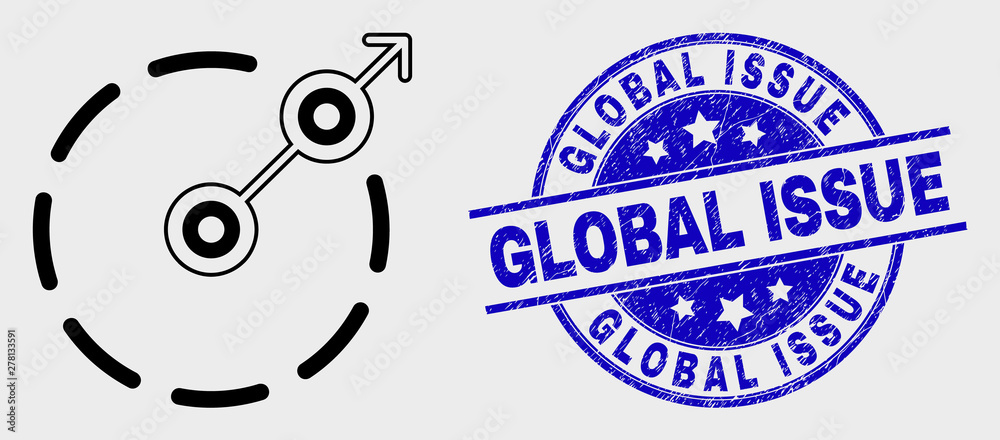 Vector line radial escape border pictogram and Global Issue seal stamp ...