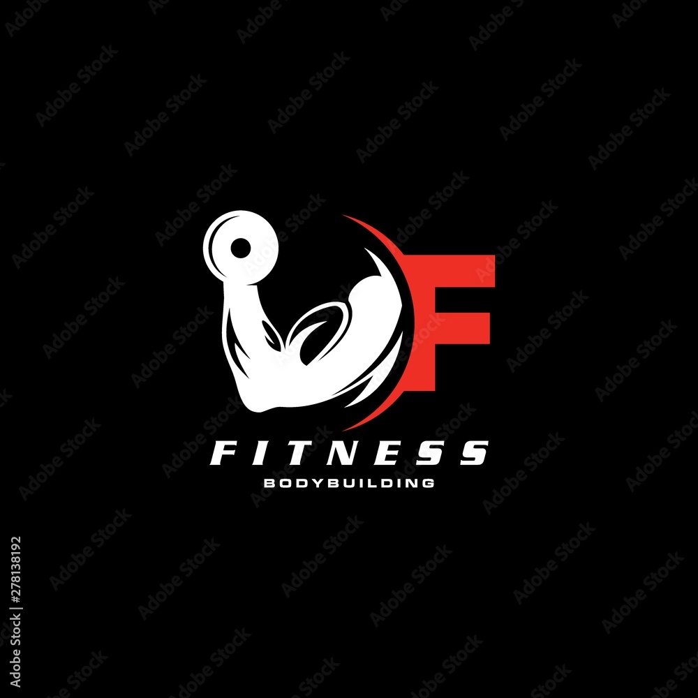 Letter F Logo With barbell. Fitness Gym logo. Love fitness logo ...