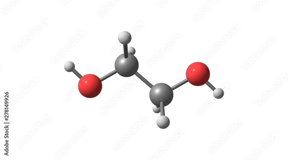 Ethylene glycol molecular structure isolated on white Stock ...