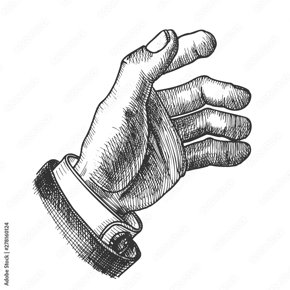 Businessman Hand Make Gesture Monochrome Vector. Man Showing Gesture ...