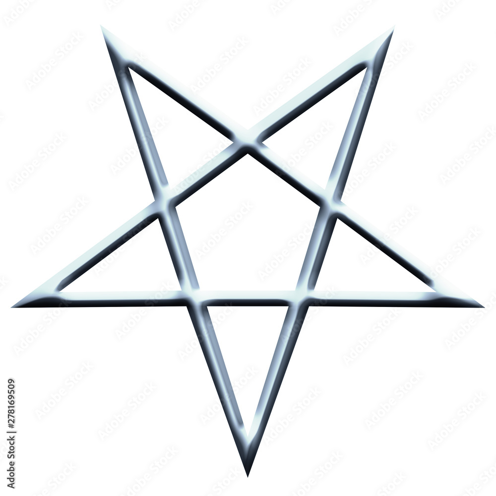 Reversed Pentagram symbol. Wiccan symbols- Cross of Sulfur. Metal runic ...
