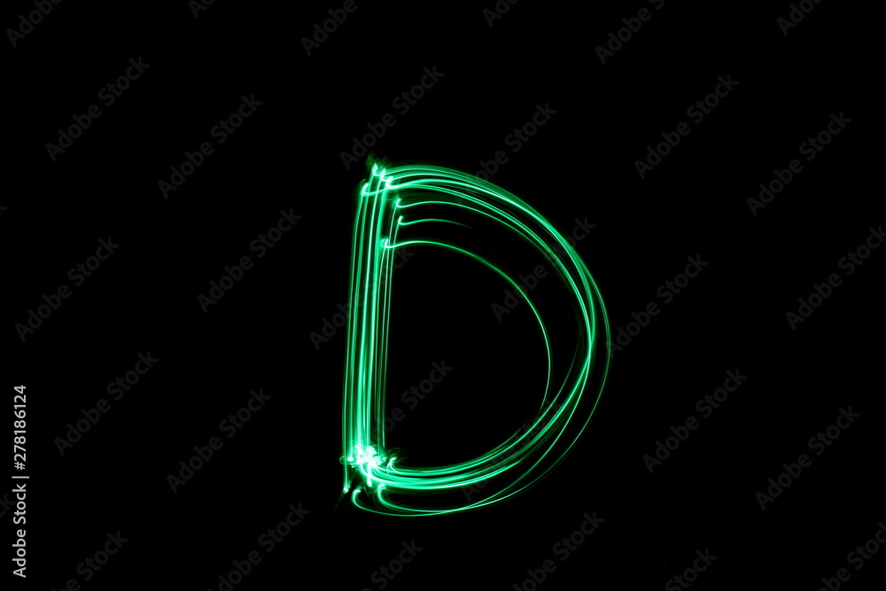 Long exposure photograph, light painting photography. Letter d of an ...