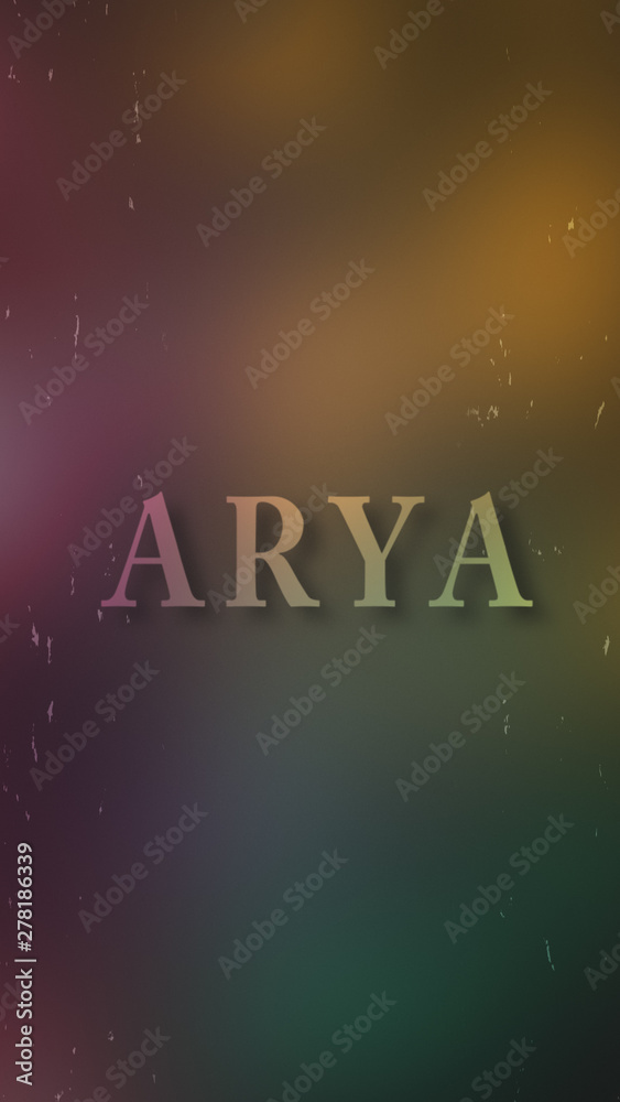 name ARYA against grainy film background with light leaks and scratches ...