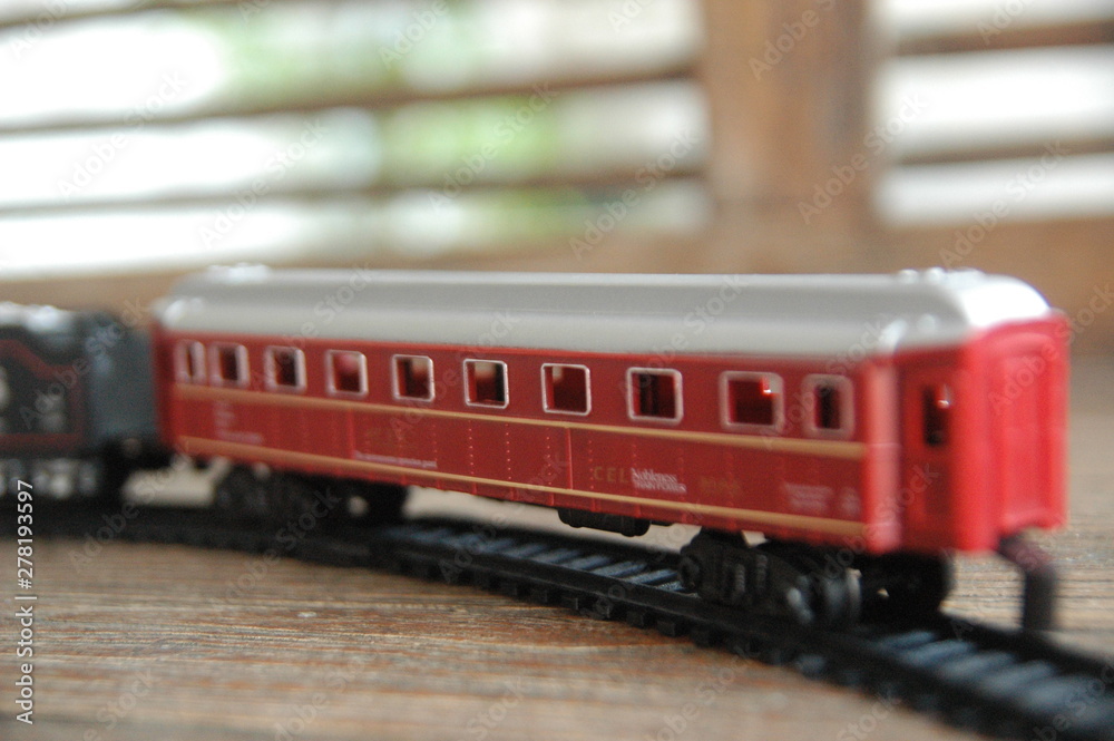 children toy train in plastic - rail - track Stock Photo | Adobe Stock