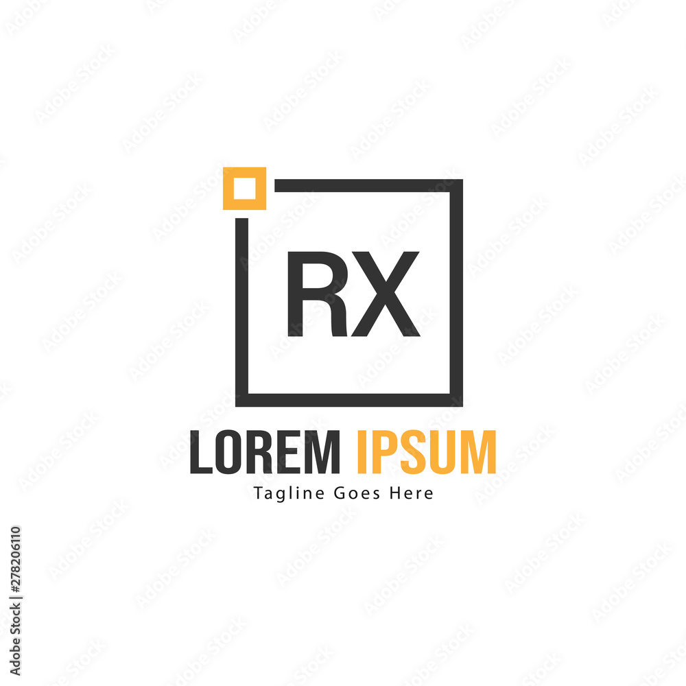 Initial RX logo template with modern frame. Minimalist RX letter logo ...