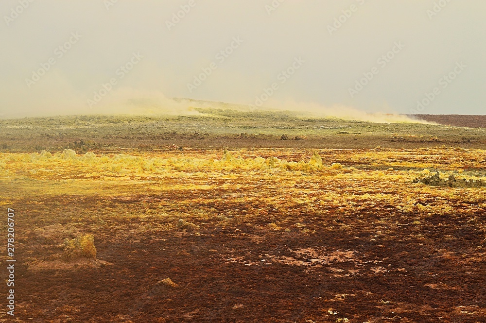 Ethiopia . Colored fumaroles of the volcano Dallol. Stock Photo | Adobe ...